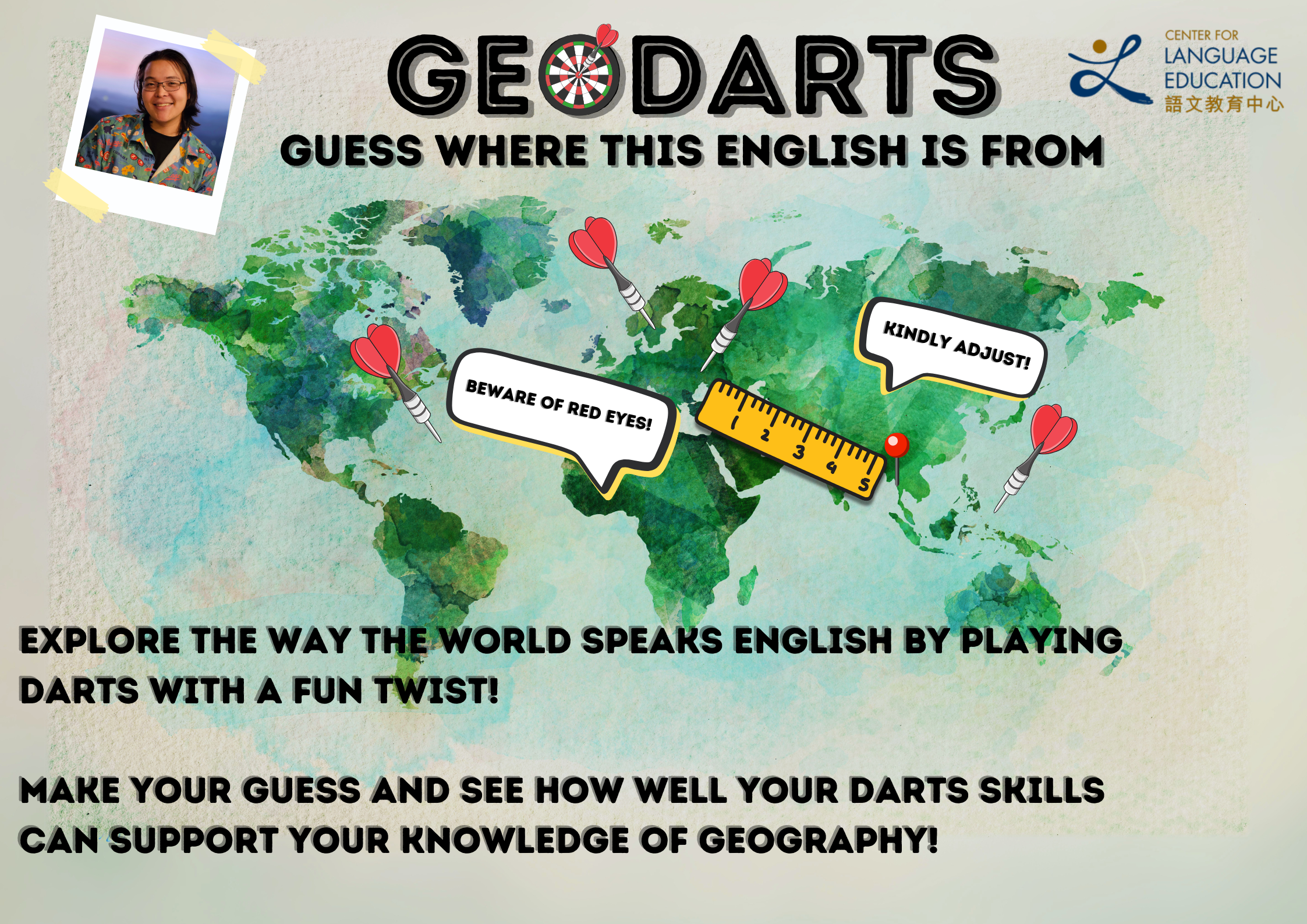 GeoDarts! Guess Where this English is from! | Center for Language Education
